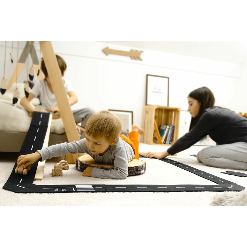 TODDLEROAD 2034 - KŘIŽOVATKY - flexibilní silnice - 2 silikonové puzzle díly